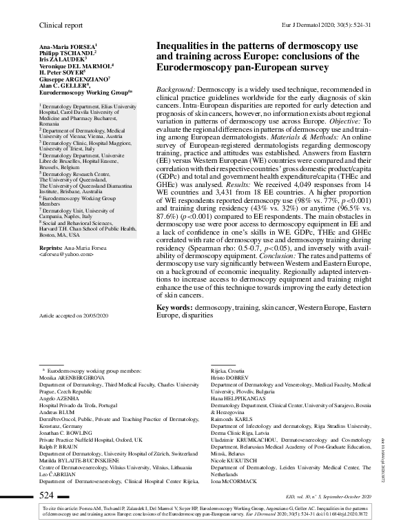 (PDF) Inequalities in the patterns of dermoscopy use and training ...