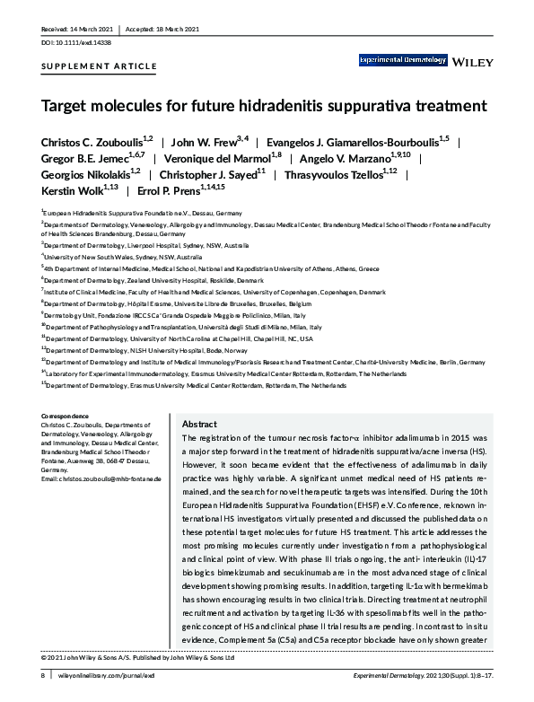 (PDF) Target molecules for future hidradenitis suppurativa treatment