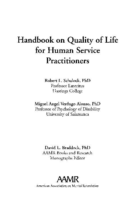 (PDF) Handbook on quality of life for human service practitioners