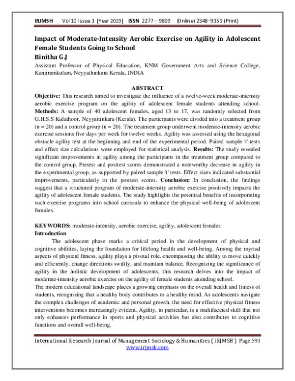 (PDF) Impact of Moderate-Intensity Aerobic Exercise on Agility in ...