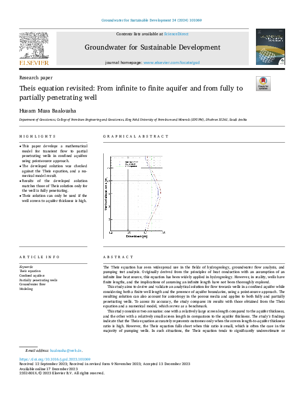 (PDF) Theis equation revisited: From infinite to finite aquifer and ...