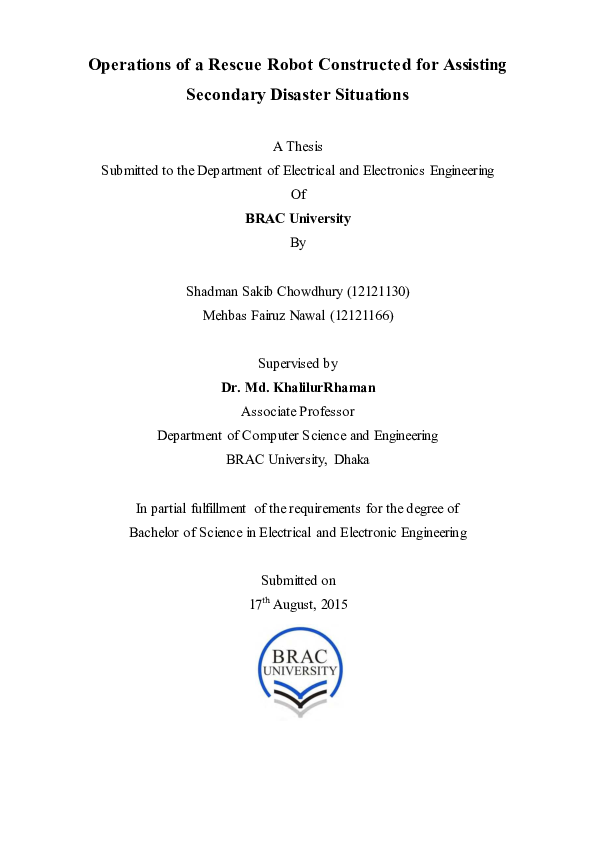 (PDF) Terminal analysis of the operations of a Rescue Robot constructed ...