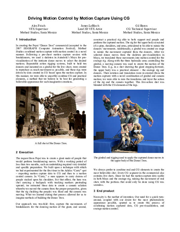 (PDF) Driving motion control by motion capture using CG