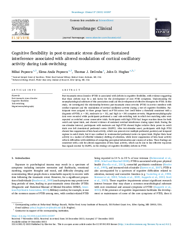 (PDF) Cognitive flexibility in post-traumatic stress disorder ...