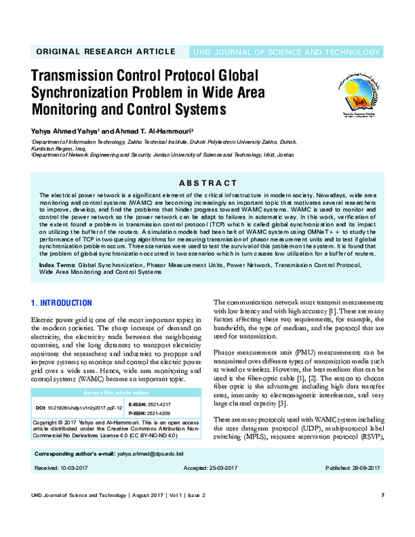 (PDF) Transmission Control Protocol Global Synchronization Problem in ...