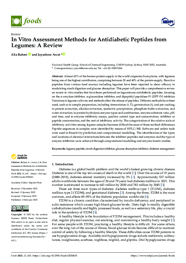 (PDF) In Vitro Assessment Methods for Antidiabetic Peptides from ...