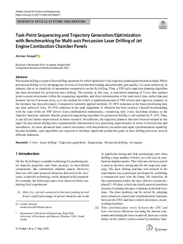 (PDF) Task-Point Sequencing and Trajectory Generation/Optimization with ...