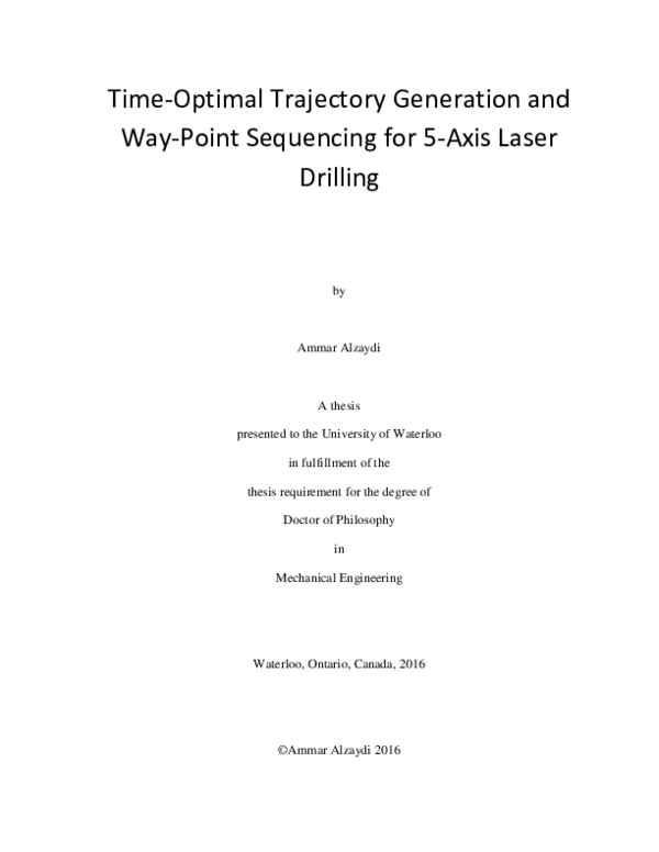 (PDF) Time-Optimal Trajectory Generation and Way-Point Sequencing for 5 ...