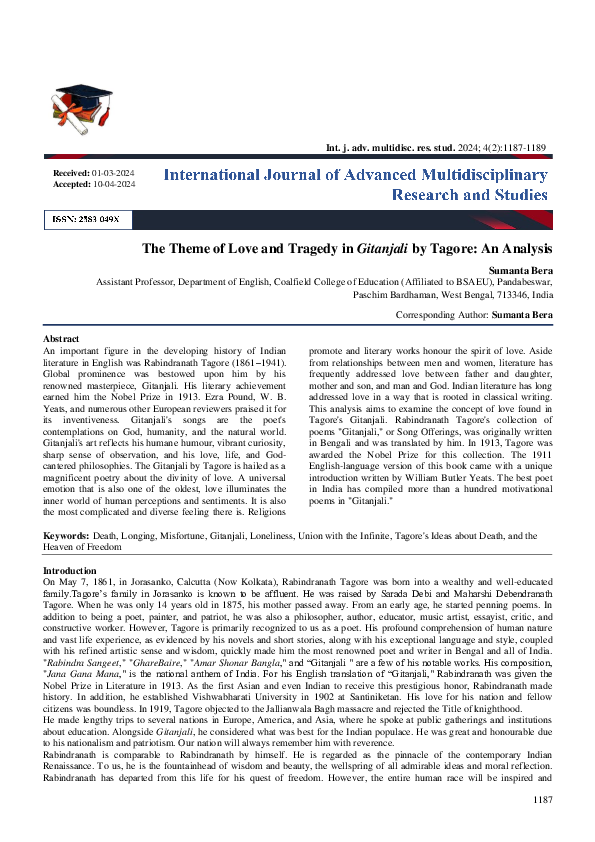 (PDF) The Theme of Love and Tragedy in Gitanjali by Tagore: An Analysis