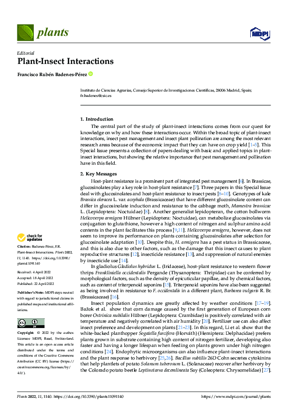(PDF) Plant-Insect Interactions