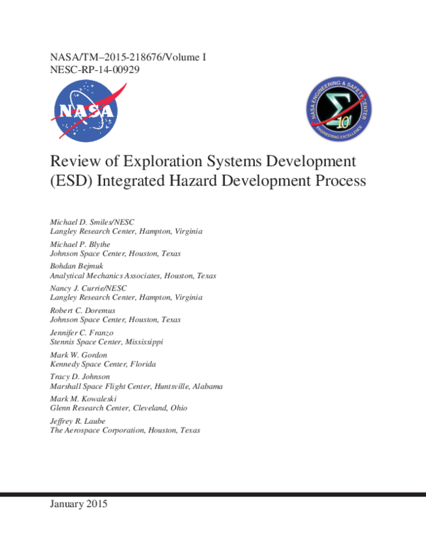 (PDF) Review of Exploration Systems Development (ESD) Integrated Hazard Development Process