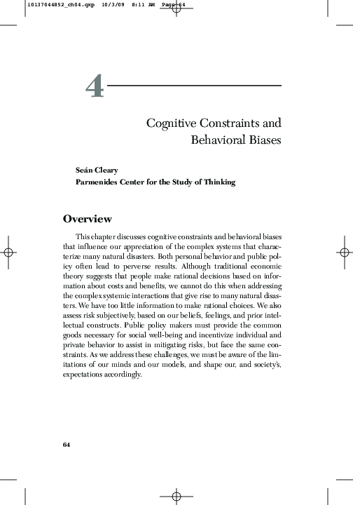 (PDF) Cognitive Constraints and Behavioral Biases, Ch. 4