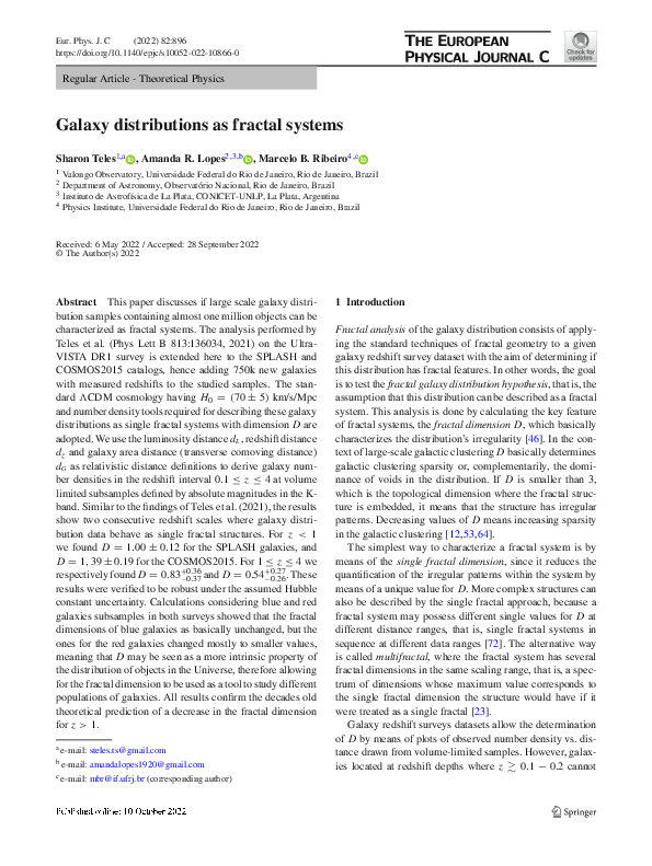 (PDF) Galaxy distributions as fractal systems