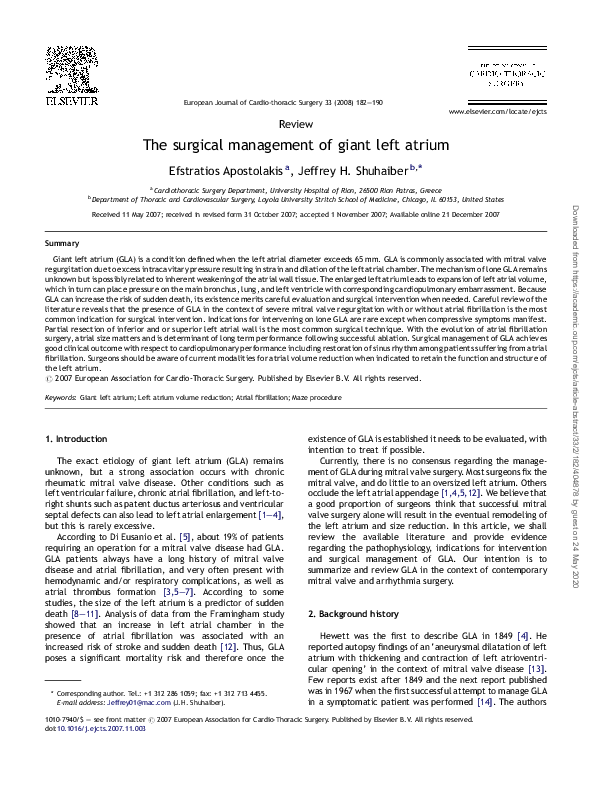 (PDF) The surgical management of giant left atrium