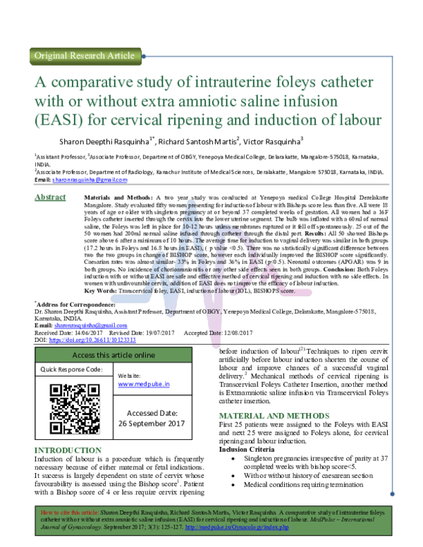 (PDF) A comparative study of intrauterine foleys catheter with or without extra amniotic saline ...