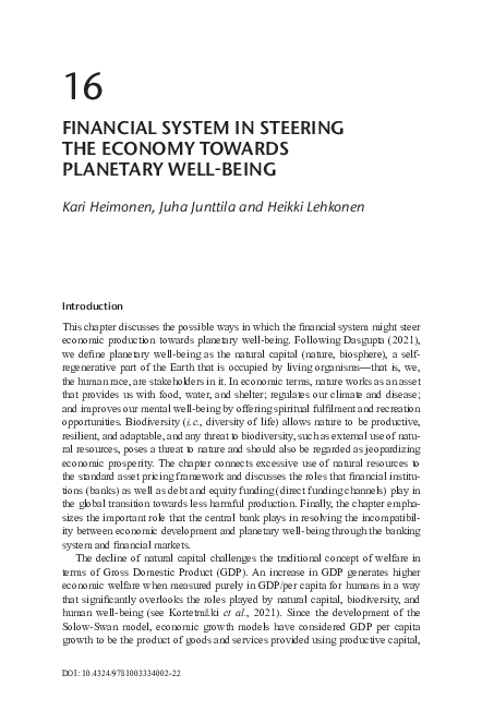 (PDF) Financial system in steering the economy towards planetary well ...