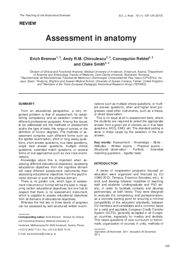 (PDF) Assessment in anatomy