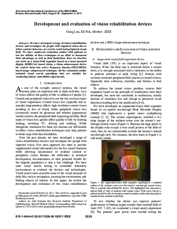 (PDF) Development and evaluation of vision rehabilitation devices
