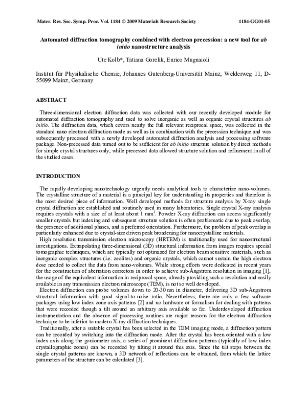 (PDF) Automated diffraction tomography combined with electron ...
