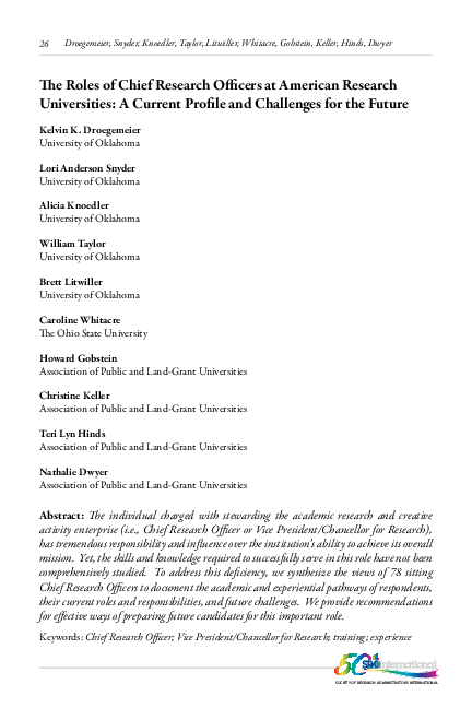 (PDF) The Roles of Chief Research Officers at American Research ...