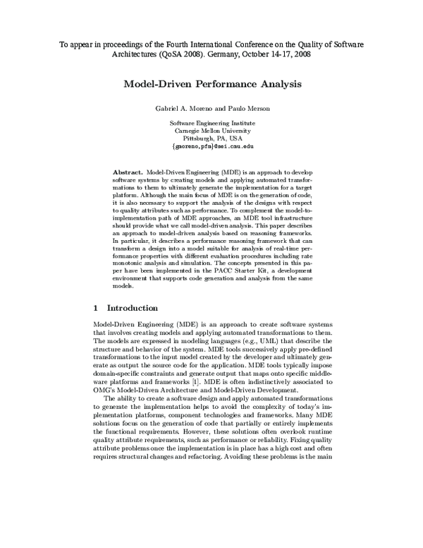 (PDF) Model-Driven Performance Analysis