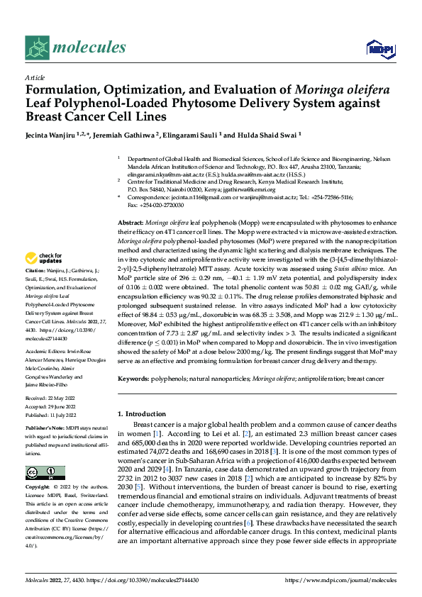 (PDF) Formulation, Optimization, and Evaluation of Moringa oleifera ...