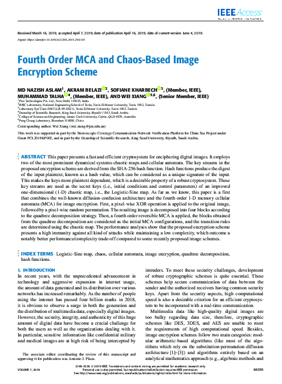 (PDF) Fourth Order MCA and Chaos-Based Image Encryption Scheme | Muhammad Talha - Academia.edu