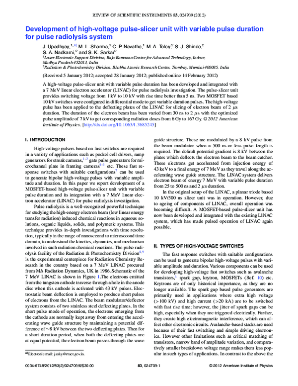 (PDF) Development of high-voltage pulse-slicer unit with variable pulse duration for pulse ...