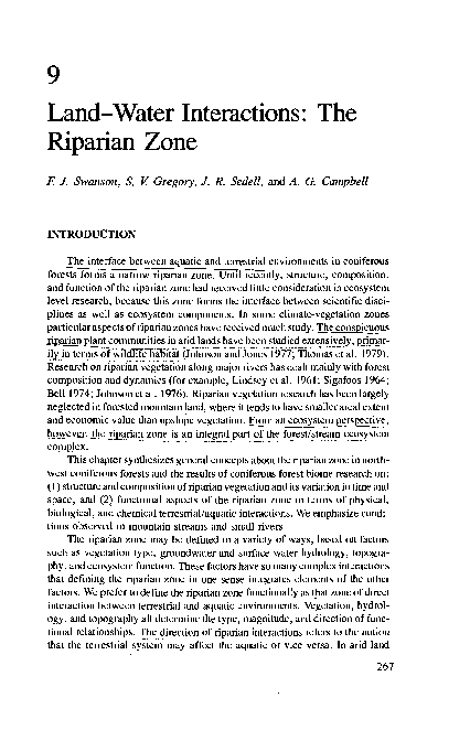 (PDF) Land-water interactions: the riparian zone