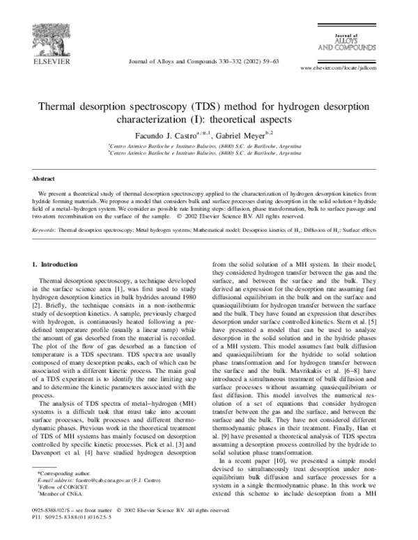(PDF) Thermal desorption spectroscopy (TDS) method for hydrogen ...