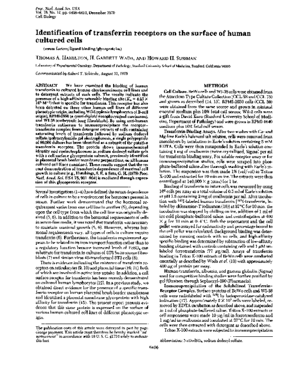 (PDF) Identification of transferrin receptors on the surface of human ...