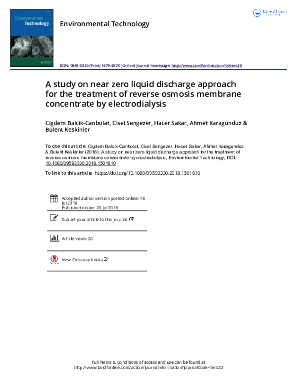 (PDF) A study on near zero liquid discharge approach for the treatment ...