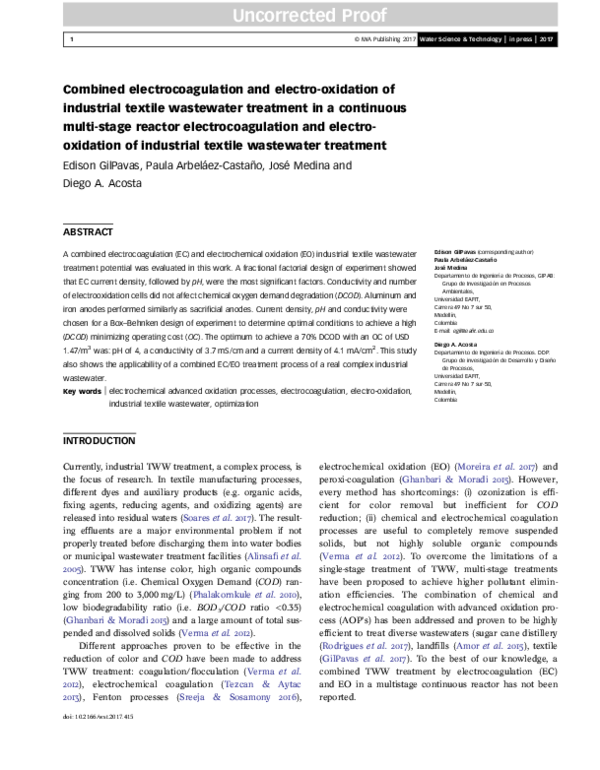 (PDF) Combined electrocoagulation and electrooxidation process in electro membrane bioreactor to ...