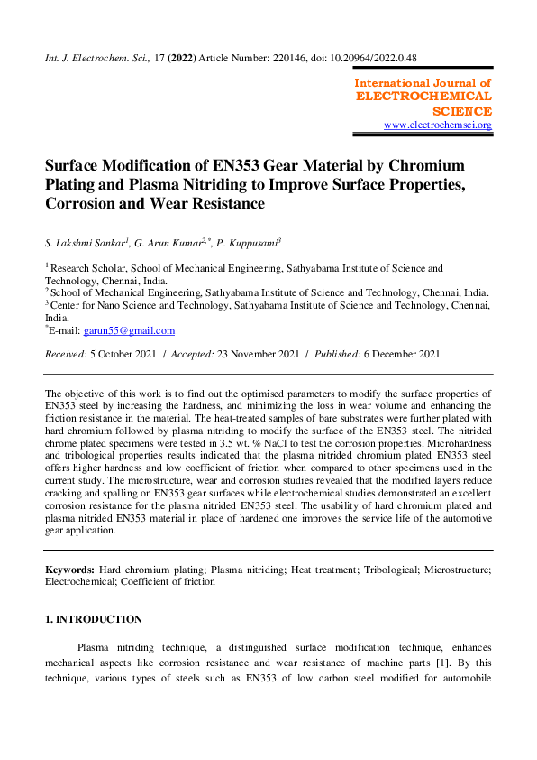 (PDF) Surface Modification of EN353 Gear Material by Chromium Plating ...
