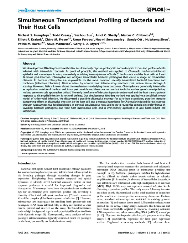 Simultaneous Transcriptional Profiling of Bacteria and Their Host Cells