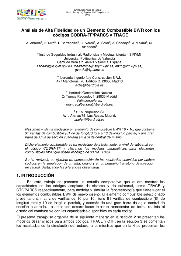 (PDF) Análisis de alta fidelidad de un elemento BWR con los códigos ...