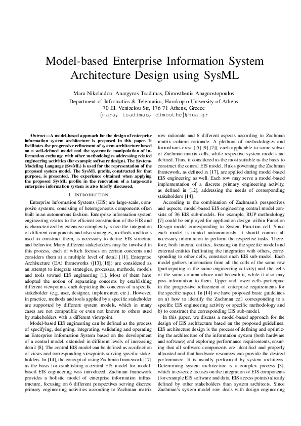 (PDF) Model-based enterprise information system architectural design ...