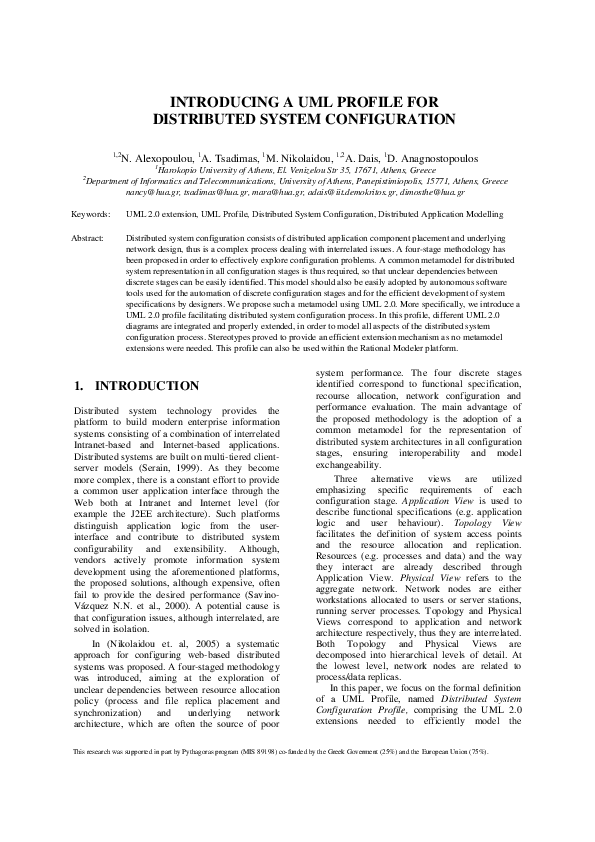 Pdf Introducing A Uml Profile For Distributed System Configuration