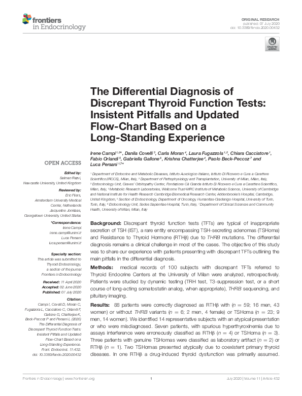 (PDF) The Differential Diagnosis of Discrepant Thyroid Function Tests ...