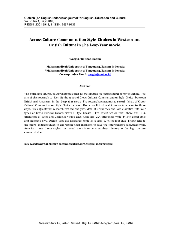 (PDF) Across Culture Communication Style Choices in Western and British ...