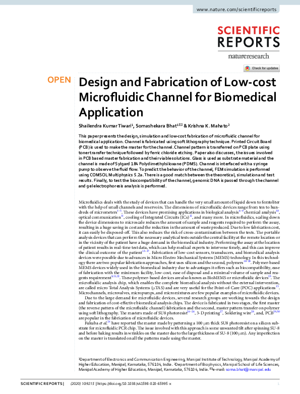(PDF) Low-cost Microfluidic Channel Fabrication for Biomedicine