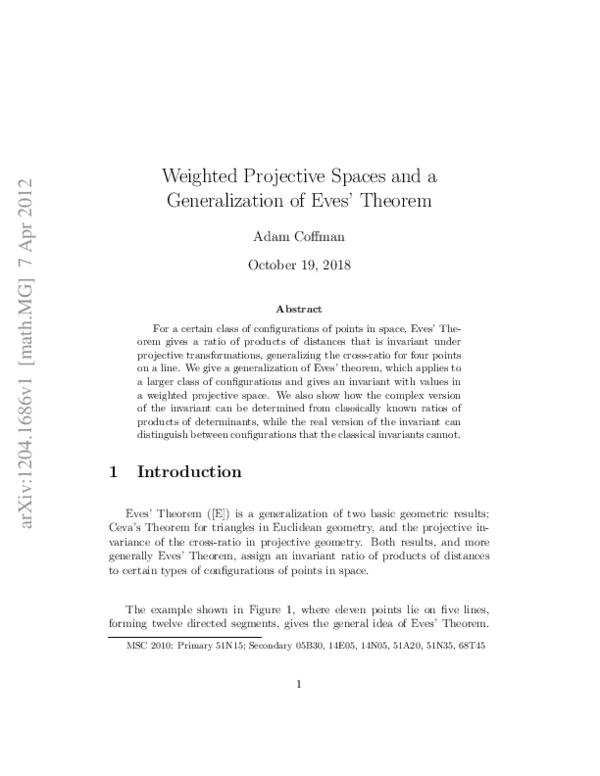 (PDF) Weighted Projective Spaces and Eves' Theorem