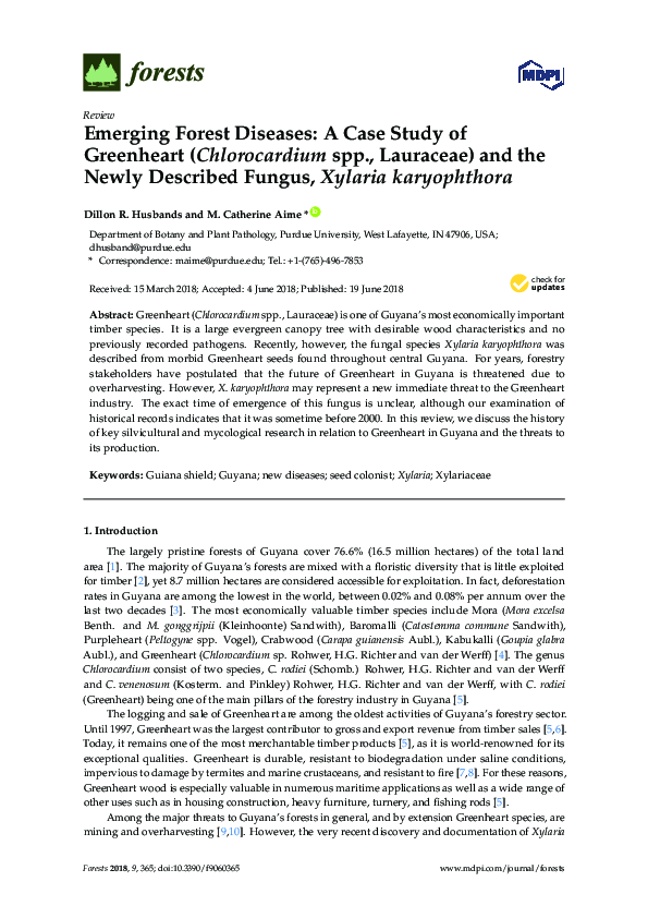 (PDF) Emerging Forest Diseases: A Case Study of Greenheart ...