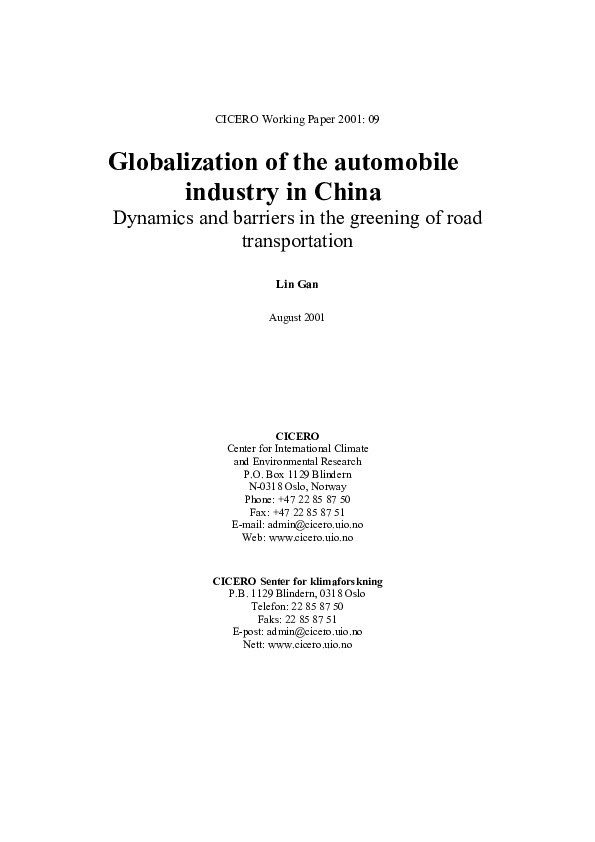 (PDF) Globalization of the automobile industry in China: dynamics and ...