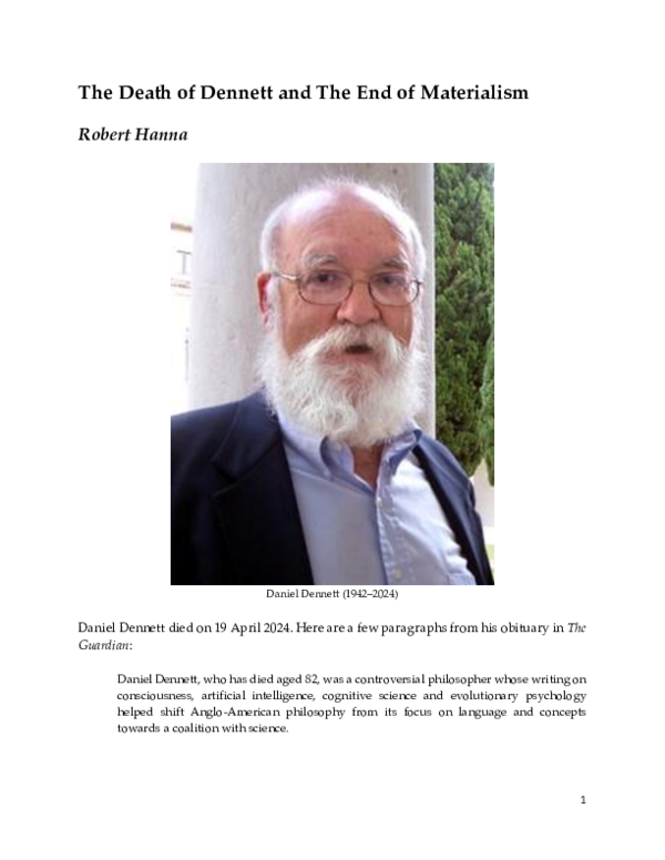 (PDF) The Death of Dennett and The End of Materialism (April 2024 version)