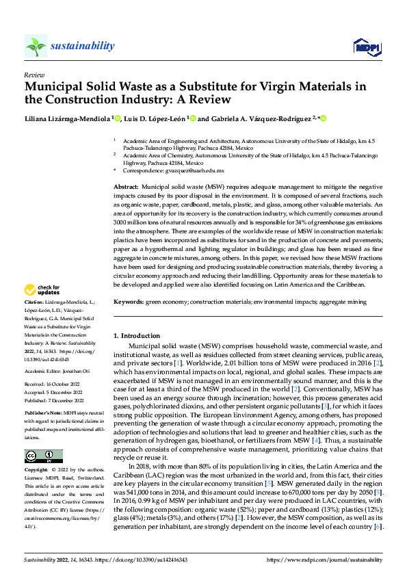 (PDF) Municipal Solid Waste as a Substitute for Virgin Materials in the ...