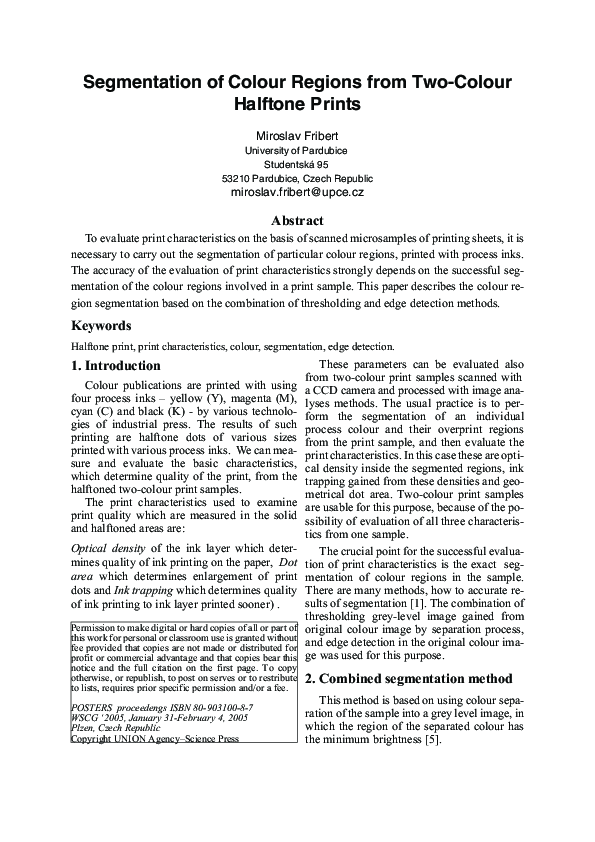 (PDF) Separation model of colour regions in a halftone print