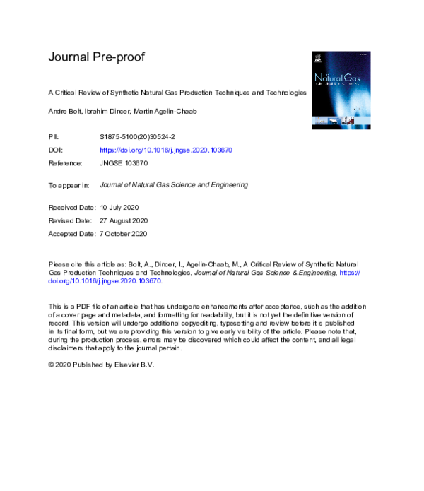 (PDF) A critical review of synthetic natural gas production techniques ...