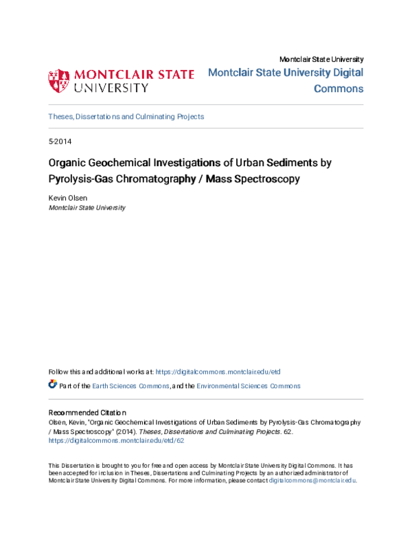 (PDF) Organic Geochemical Investigations of Urban Sediments by ...