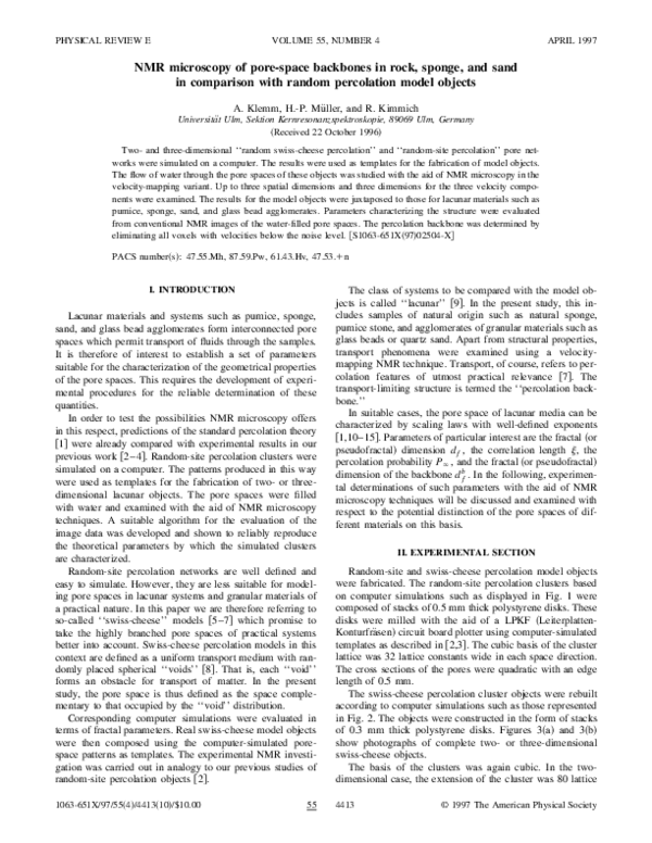(PDF) NMR microscopy of pore-space backbones in rock, sponge, and sand in comparison with random ...